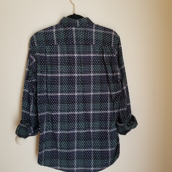Tops | Mickey Mouse Patterned Blue Green Plaid Flannel | Poshmark